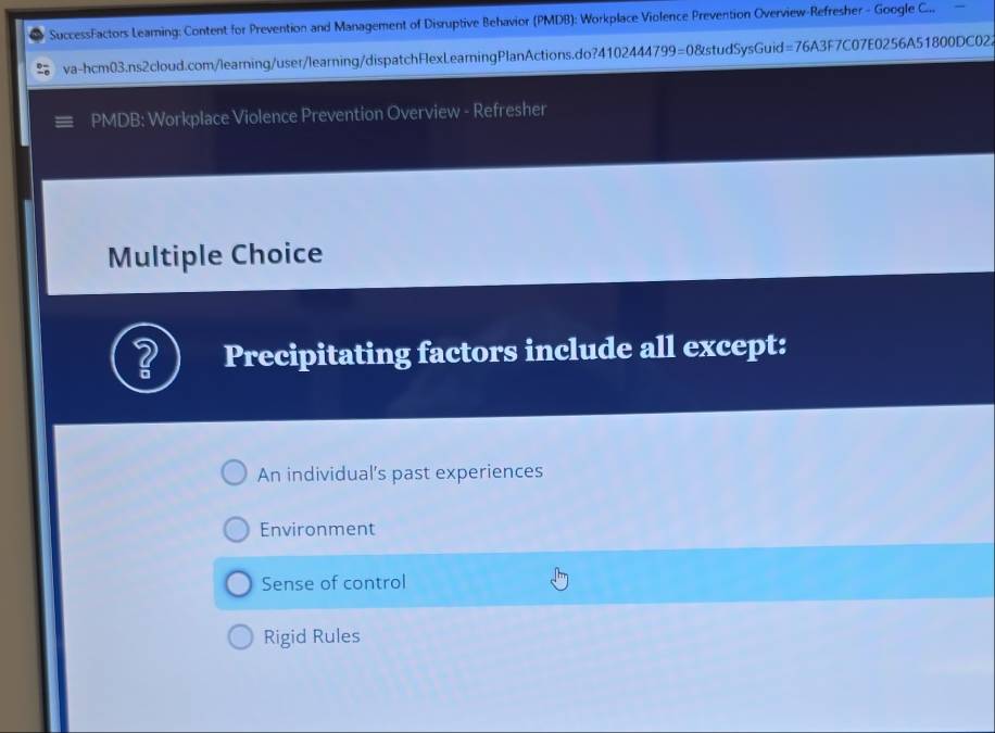 Solved: SuccessFactors Leaming: Content for Prevention and Management ...