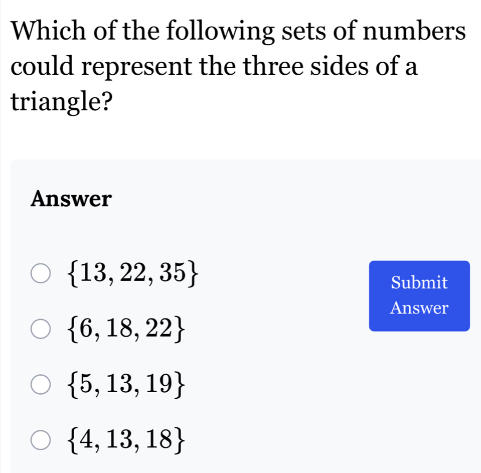 Solved: Which of the following sets of numbers could represent the ...