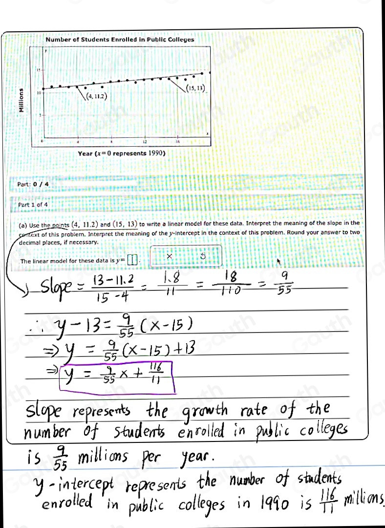 Solved: The graph shows the number of students enrolled in public ...