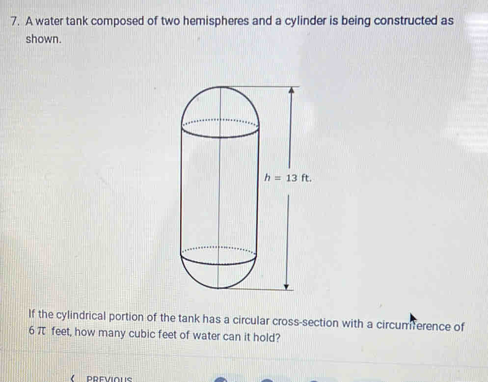Solved: A water tank composed of two hemispheres and a cylinder is ...