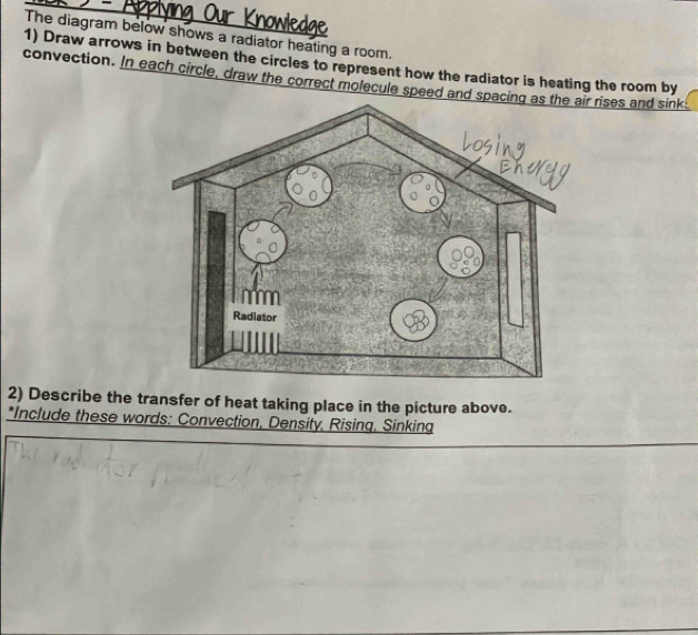 Solved: The diagram below shows a radiator heating a room. 1) Draw ...