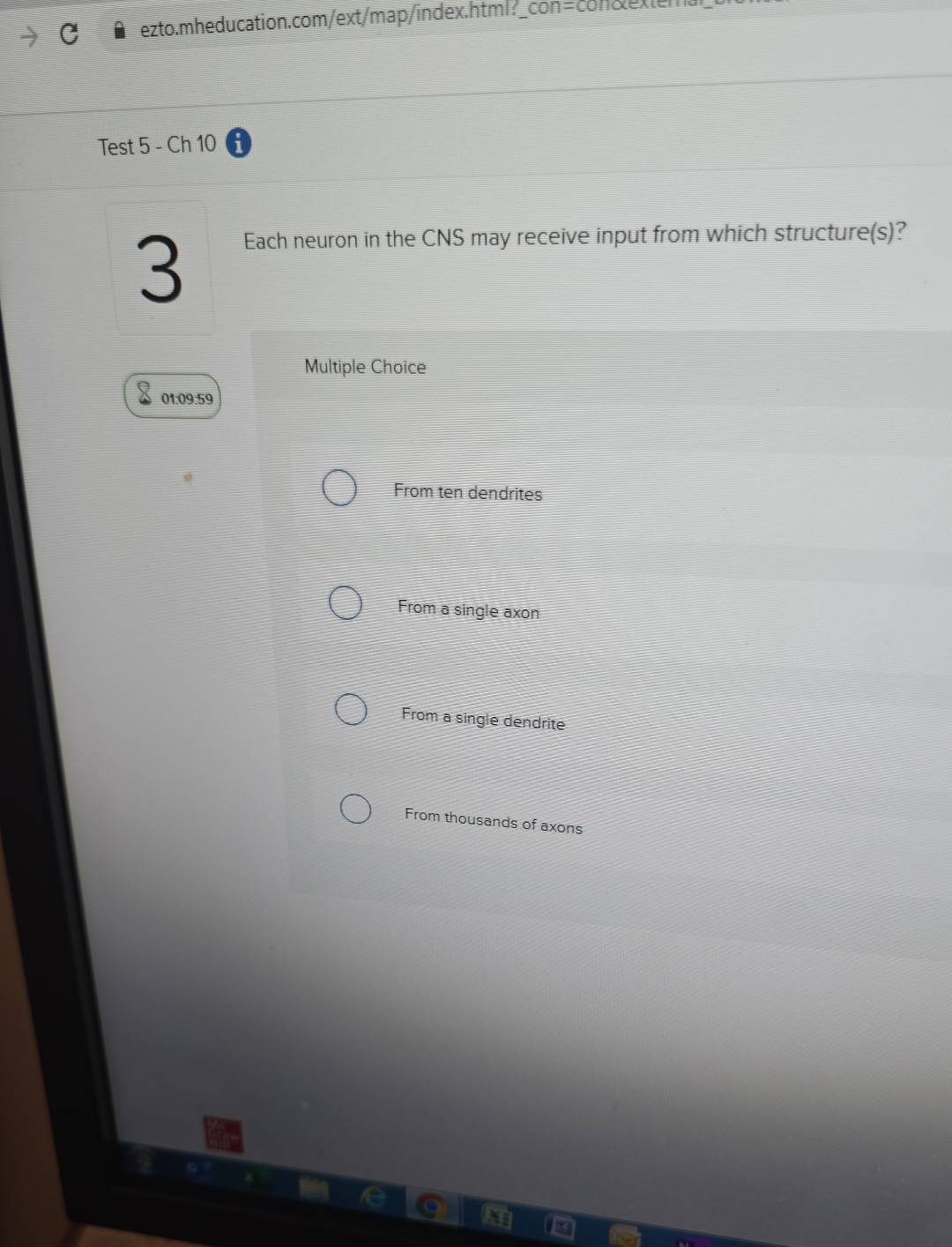 Solved: Test 5 - Ch 10 3 Each neuron in the CNS may receive input from ...