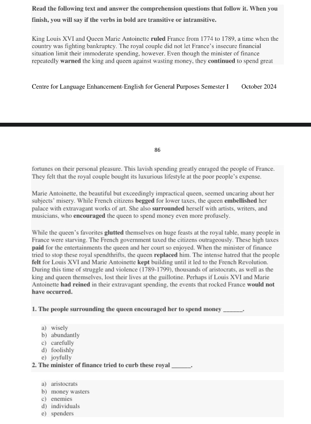 Gelöst:Read the following text and answer the comprehension questions ...