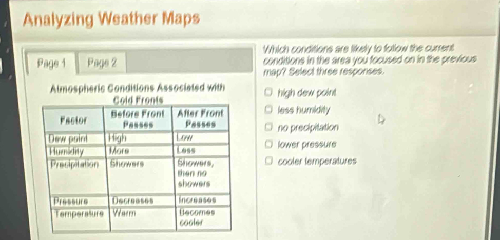 Solved: Analyzing Weather Maps Which conditions are likely to follow ...