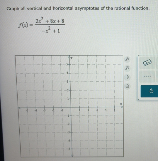 Solved: Graph all vertical and horizontal asymptotes of the rational ...