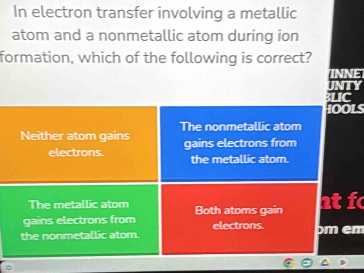 Solved: In electron transfer involving a metallic atom and a ...