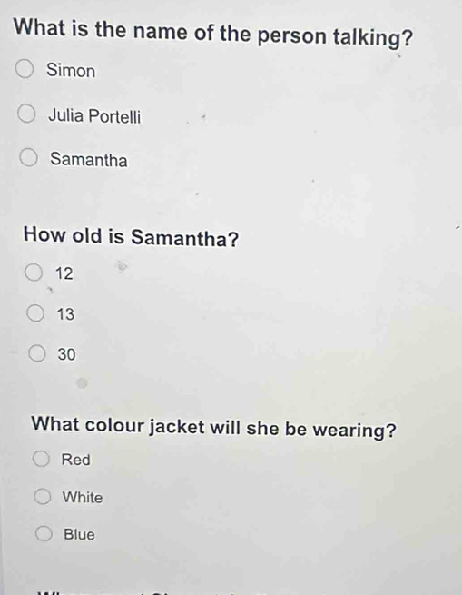 Resuelto:What is the name of the person talking? Simon Julia Portelli ...