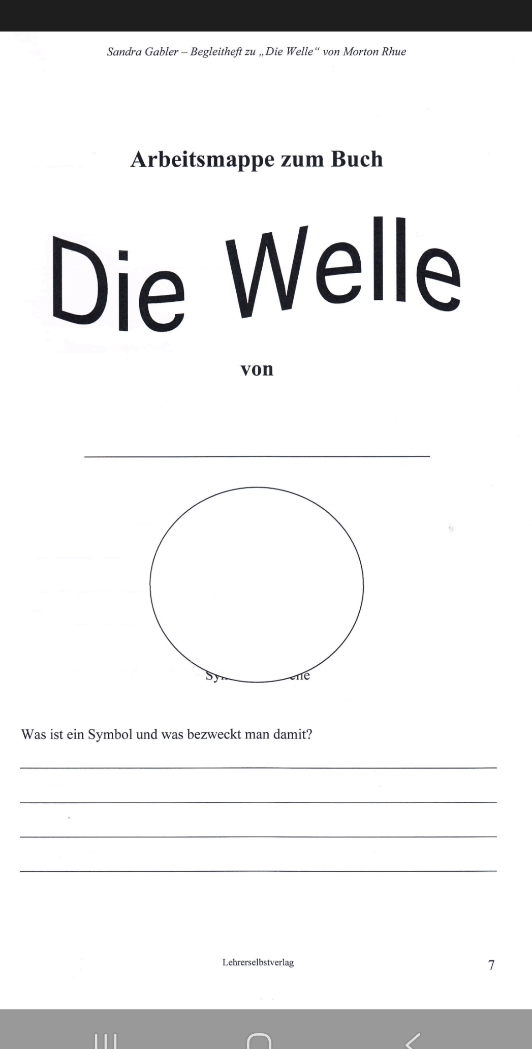 Gelöst:Sandra Gabler - Begleitheft zu „ Die Welle“ von Morton Rhue ...