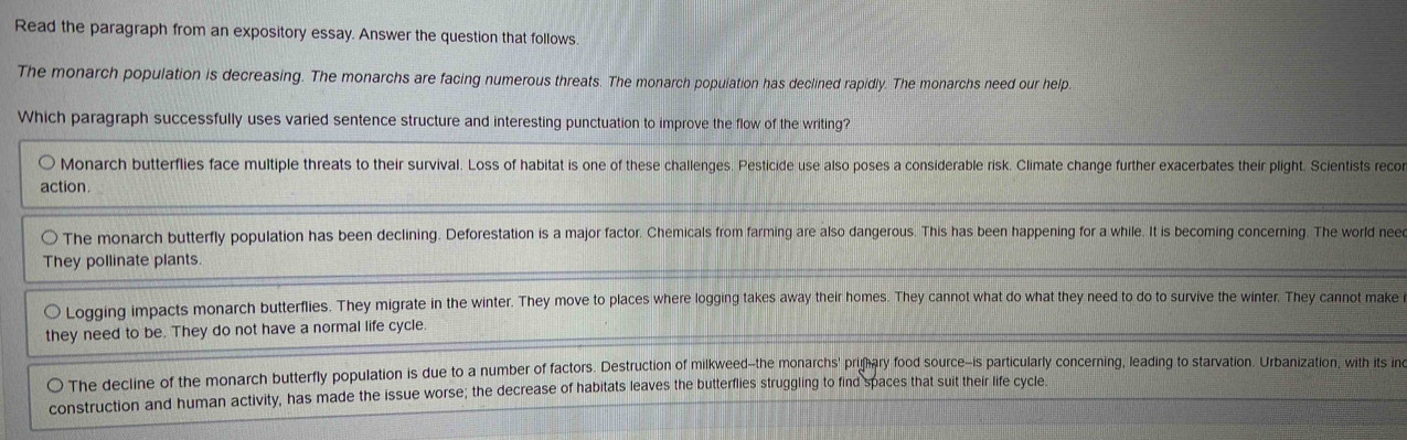 Solved: Read the paragraph from an expository essay. Answer the ...