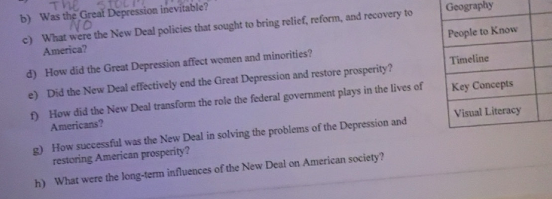 Solved: Was the Great Depression inevitable? Geography c) What were the ...
