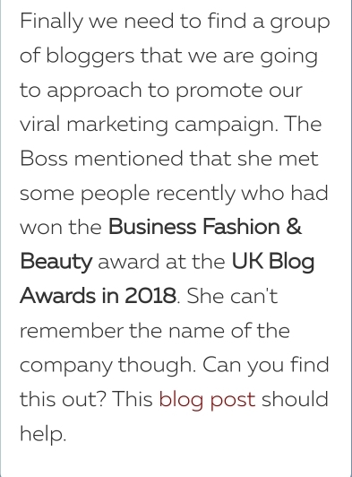 Solved: Finally we need to find a group of bloggers that we are going to approach to promote our ...