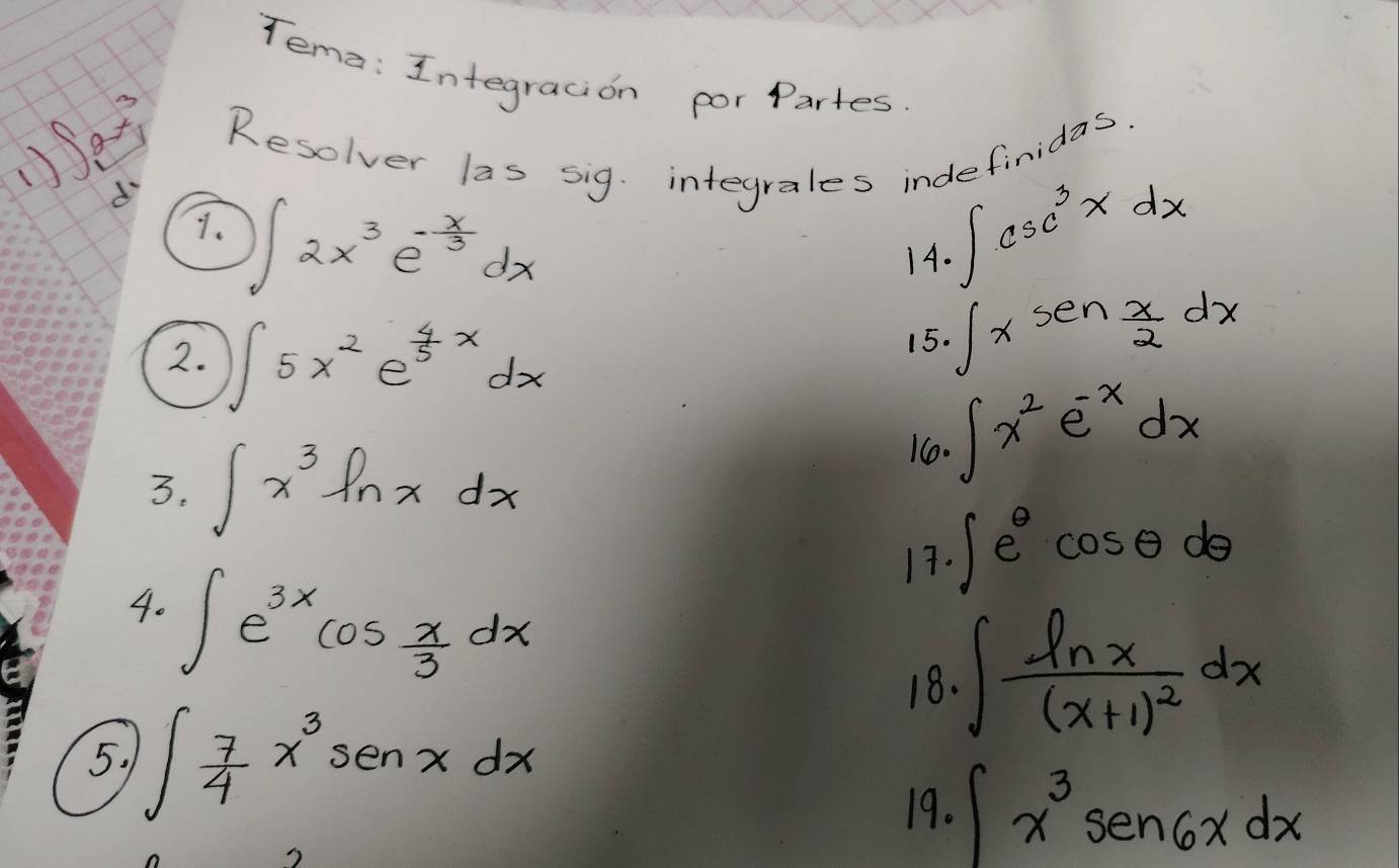 Resuelto:Tema: Integracion por Partes. 12^ Resolver las sig. integrales ...