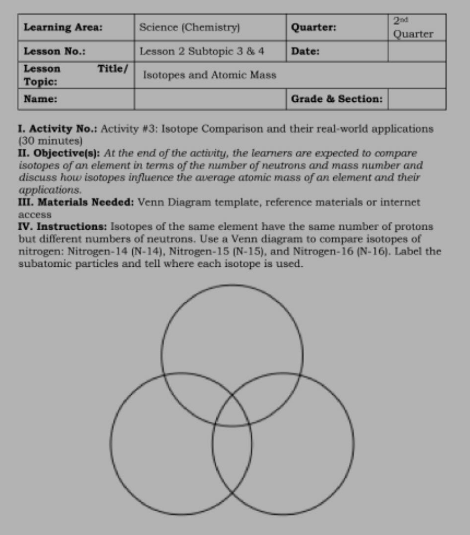 Solved: 2^(nd) Learning Area: Science (Chemistry) Quarter: Quarter Lesson No.: Lesson 2 Subtopic ...