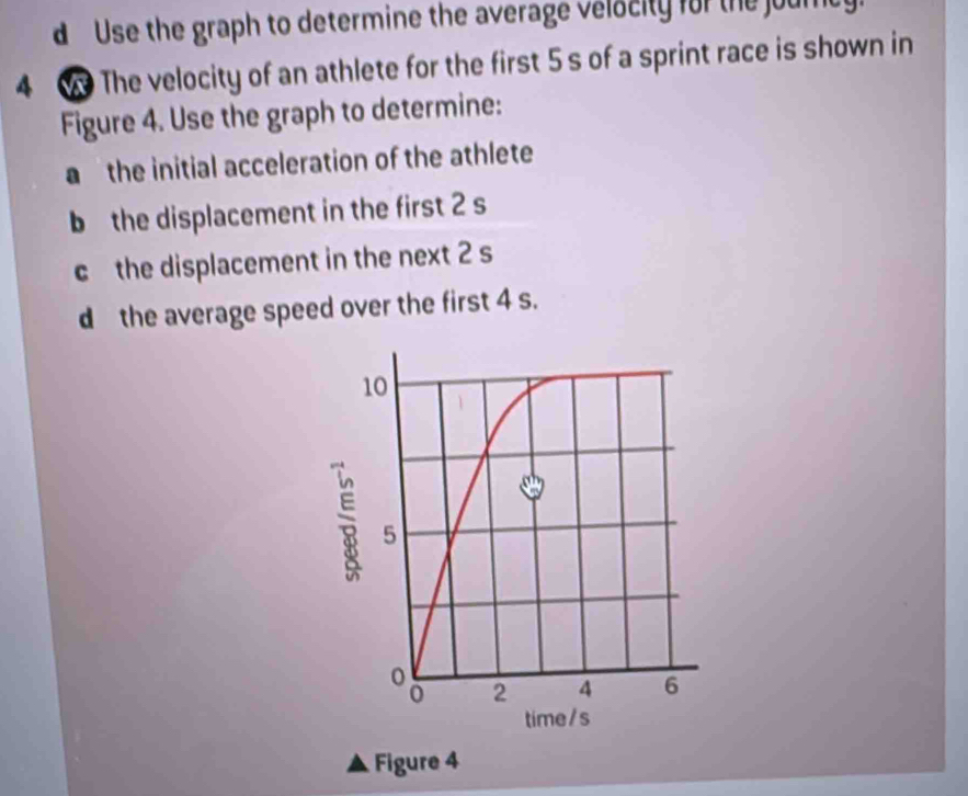 Solved: Use the graph to determine the average velocity for the jourcy ...