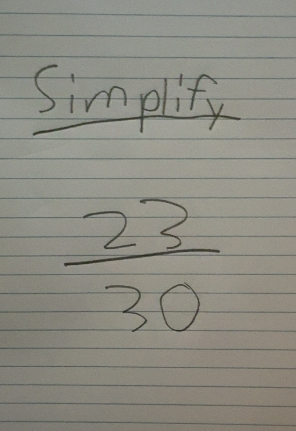 Solved: Simplify 23/30 [Math]