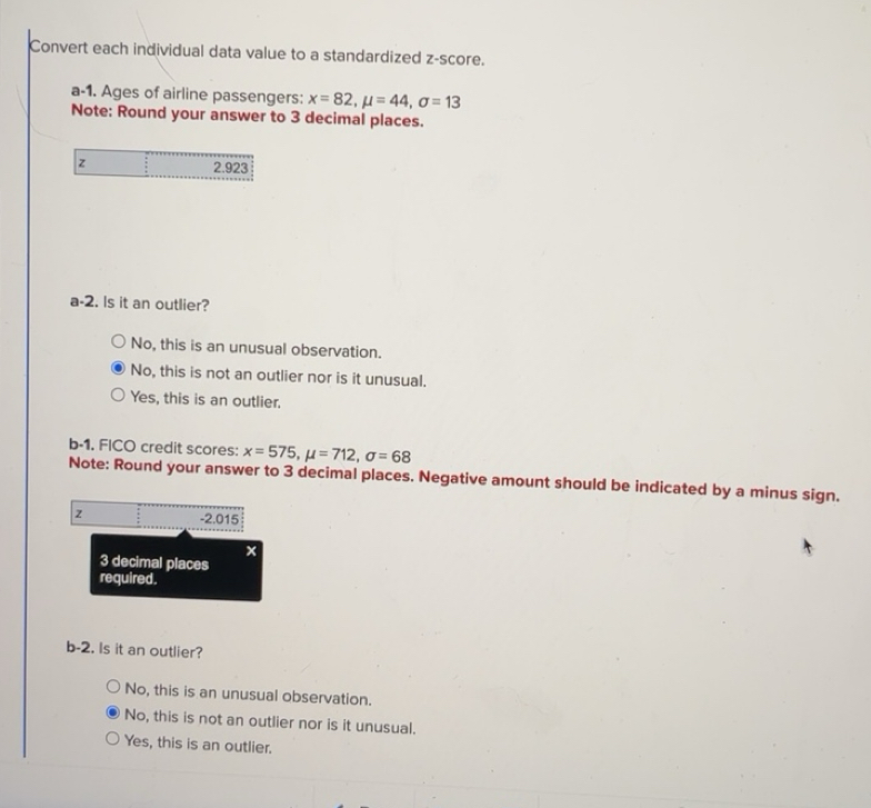 Solved: Convert each individual data value to a standardized z-score. a ...