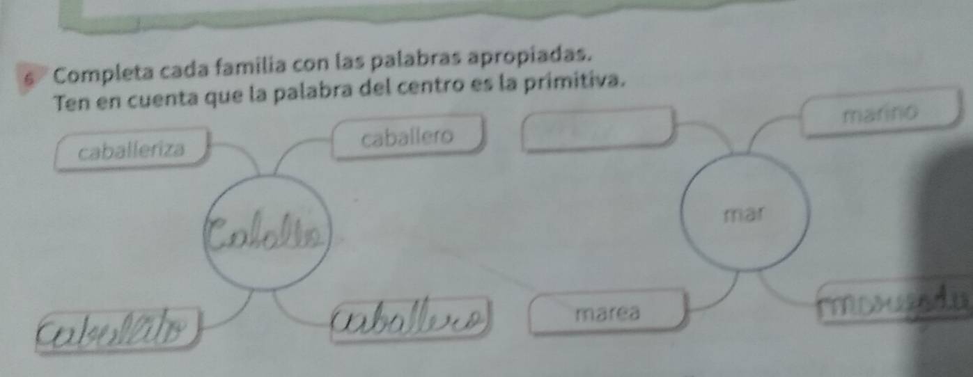 Resuelto:Completa cada familia con las palabras apropiadas. Ten en ...