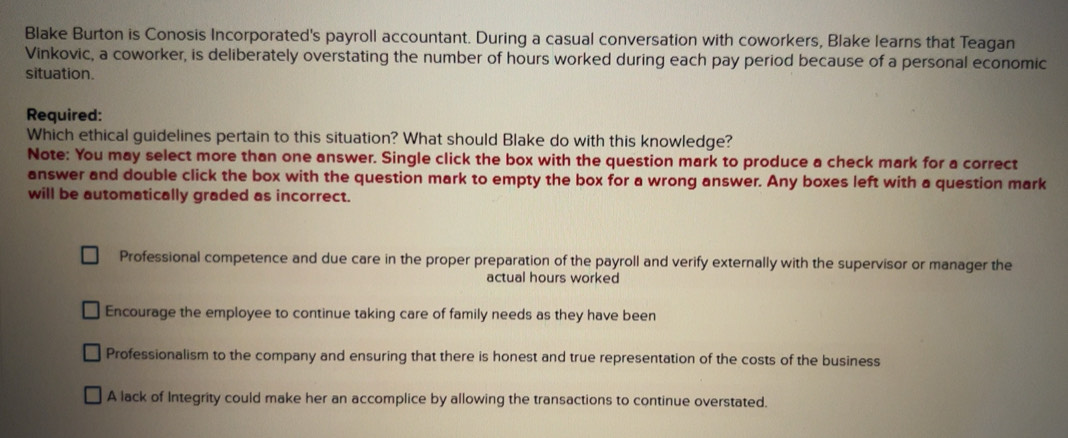 Solved: Blake Burton is Conosis Incorporated's payroll accountant ...