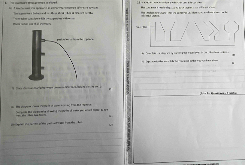 Solved: This question is about pressure in a liquid. (b) In another ...
