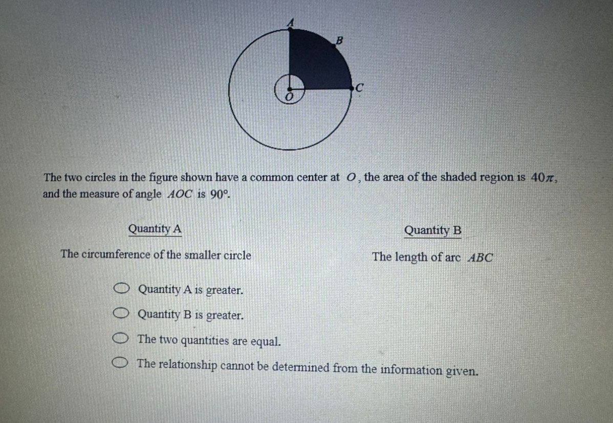 Solved: The two circles in the figure shown have a common center at O ...