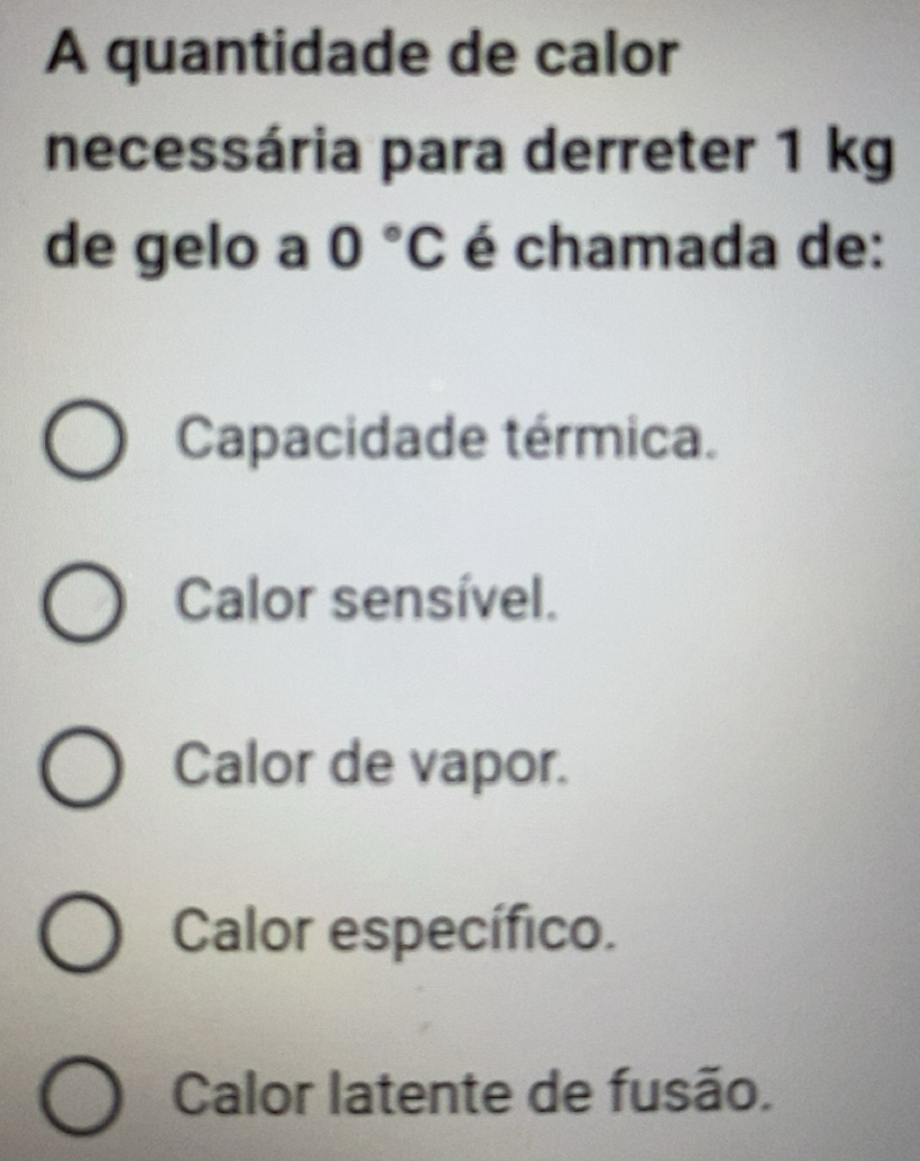 Resolvido:A quantidade de calor necessária para derreter 1 kg de gelo a ...