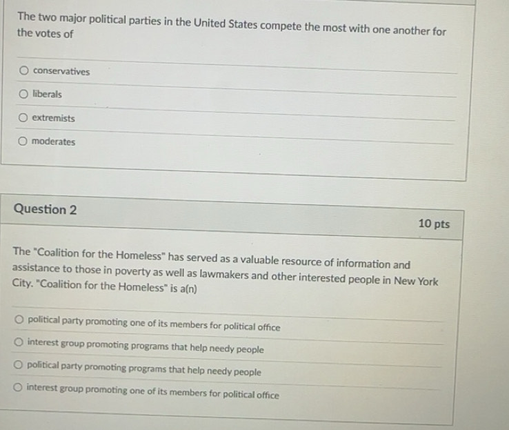 Solved: The two major political parties in the United States compete ...