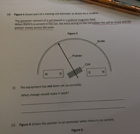 Solved: Figure 5 shows part of a moving-coil ammeter as drawn by a ...
