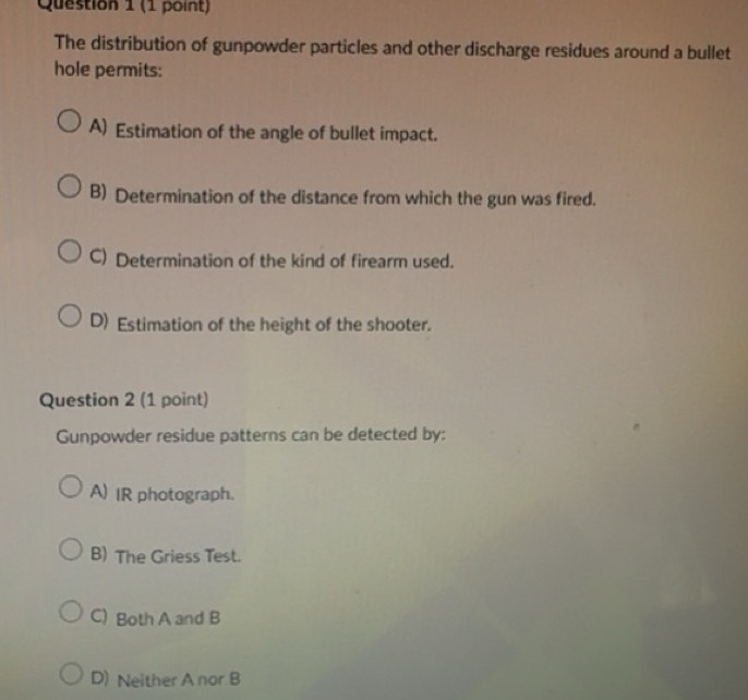 Solved: The distribution of gunpowder particles and other discharge ...