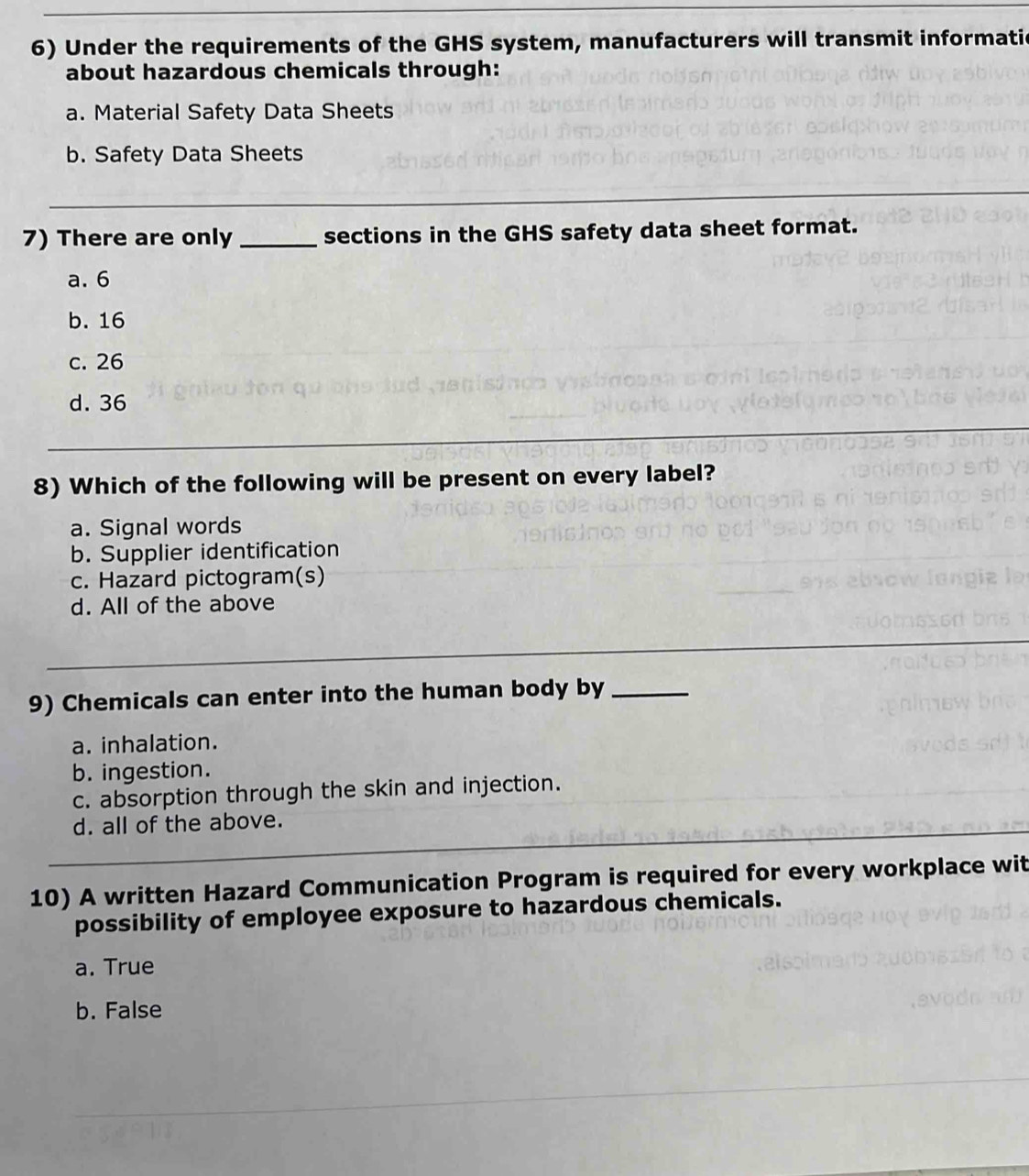 Solved: Under the requirements of the GHS system, manufacturers will ...