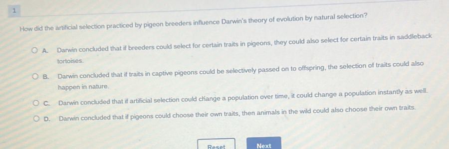 Solved: How did the artificial selection practiced by pigeon breeders ...