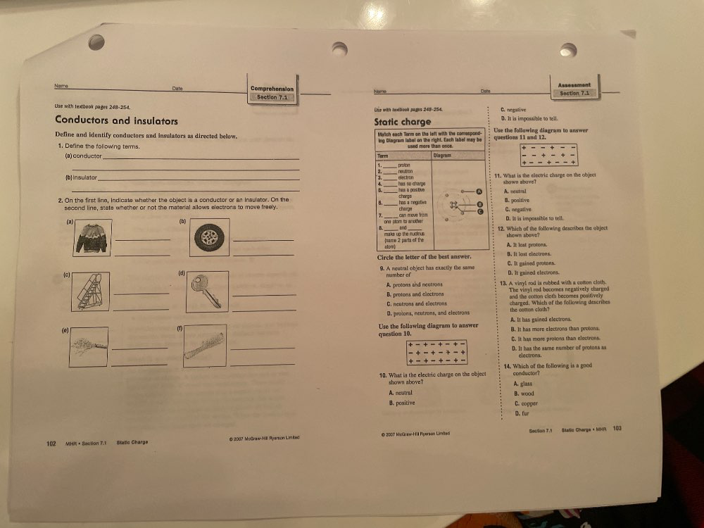 Solved: Name Cate Comprehension Name Diata Assessment Section 7.1 ...
