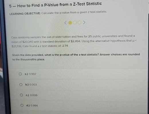 Solved: 5 — How to Find a P -Value from a Z -Test Statistic LEARNING ...