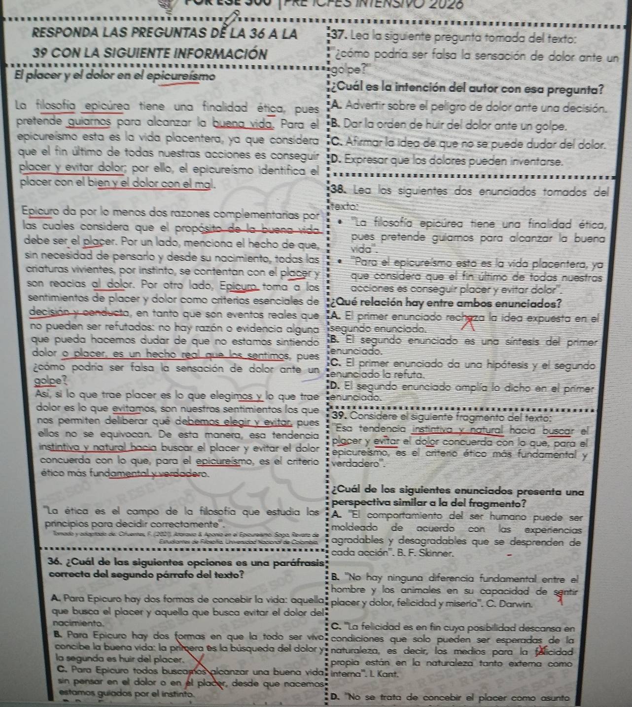Resuelto:RESPONDA LAS PREGUNTAS Dễ la 36 a la 37. Lea la siguiente ...