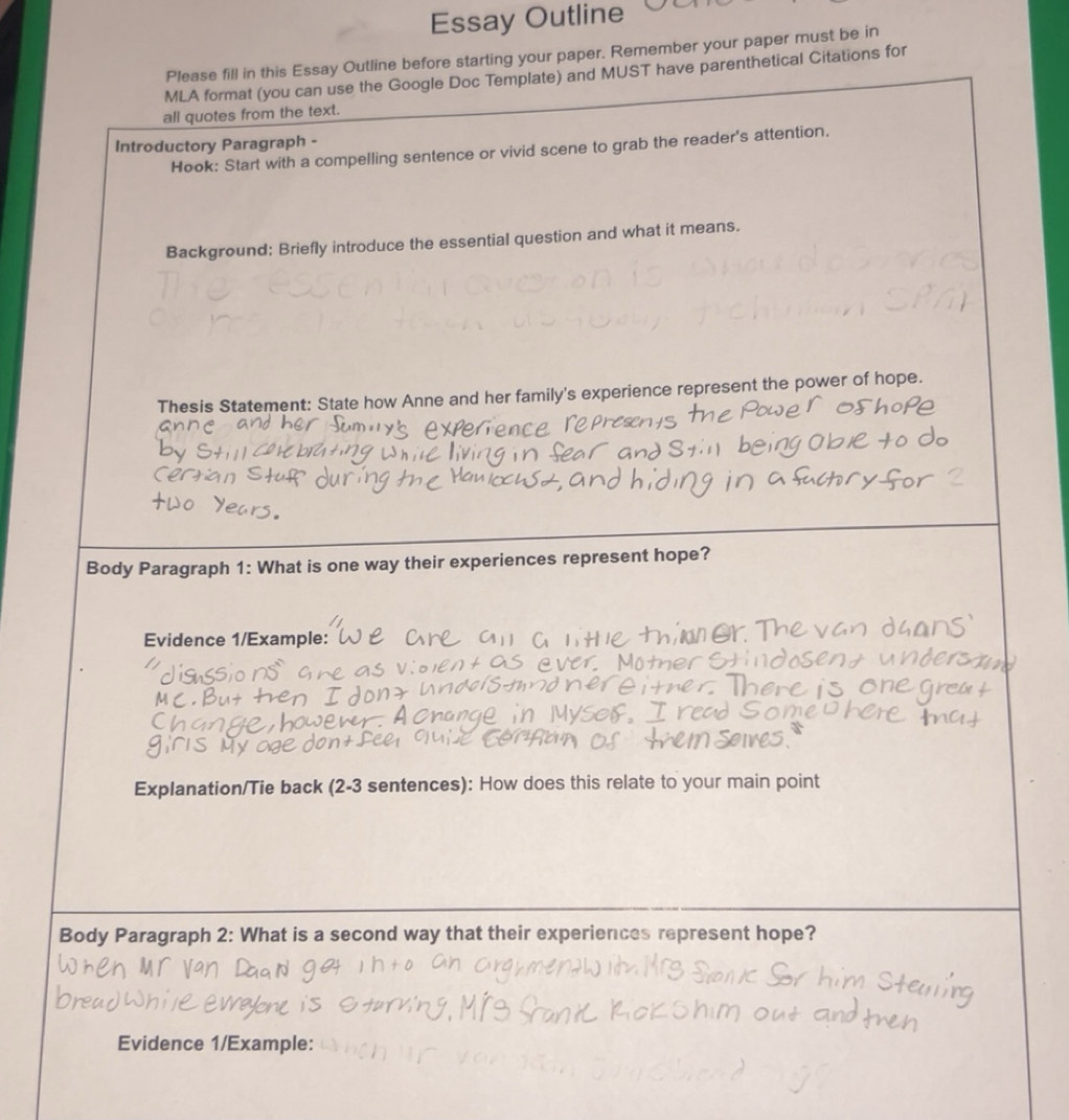 Solved: Essay Outline Please fill in this Essay Outline before starting ...