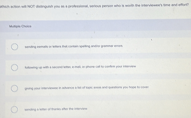 Solved: Which action will NOT distinguish you as a professional ...