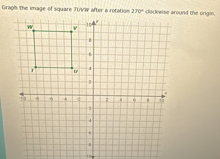 Solved: Graph the image of square TUVW after a rotation 270° 10 [Math]