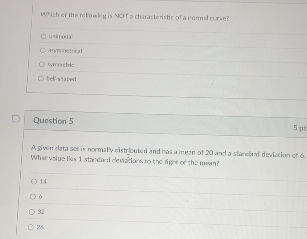 Solved: Which of the following is NOT a characteristic of a normal ...
