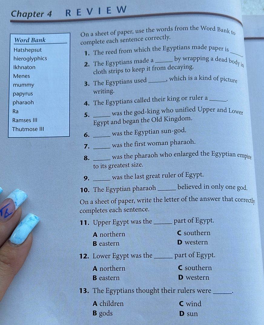 Solved: Chapter 4 RE V I E W On a sheet of paper, use the words from ...