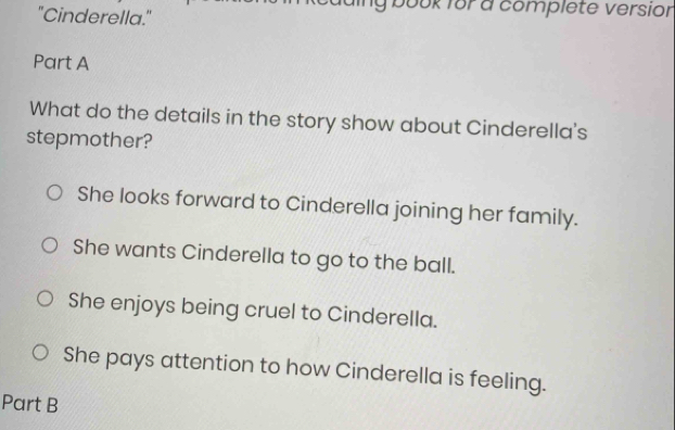 Solved: "Cinderella." book for a complete version Part A What do the ...