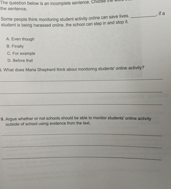 Solved: The question below is an incomplete sentence. Choose the the ...