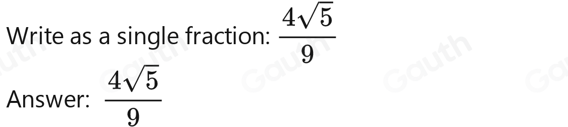 Solved: Simplify sqrt(5) 4/9 ,1 [Math]