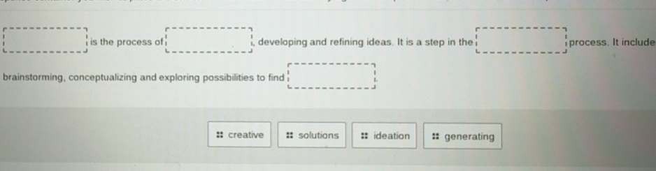 Solved: square is the process of developing and refining ideas. It is a ...
