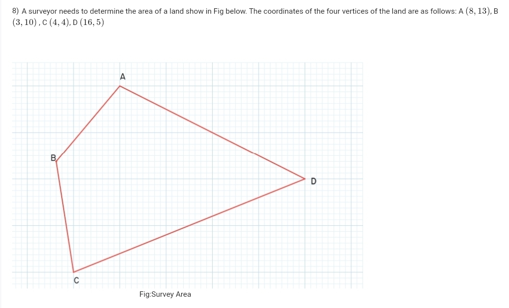 Solved: A surveyor needs to determine the area of a land show in Fig ...