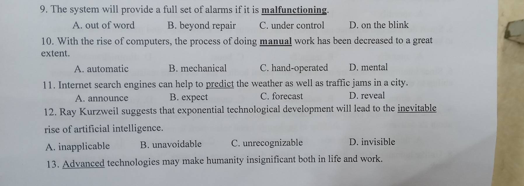 Giải quyết:The system will provide a full set of alarms if it is ...