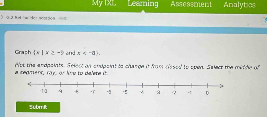 Solved: My IXL Learning Assessment Analytics G.2 Set-builder notation ...
