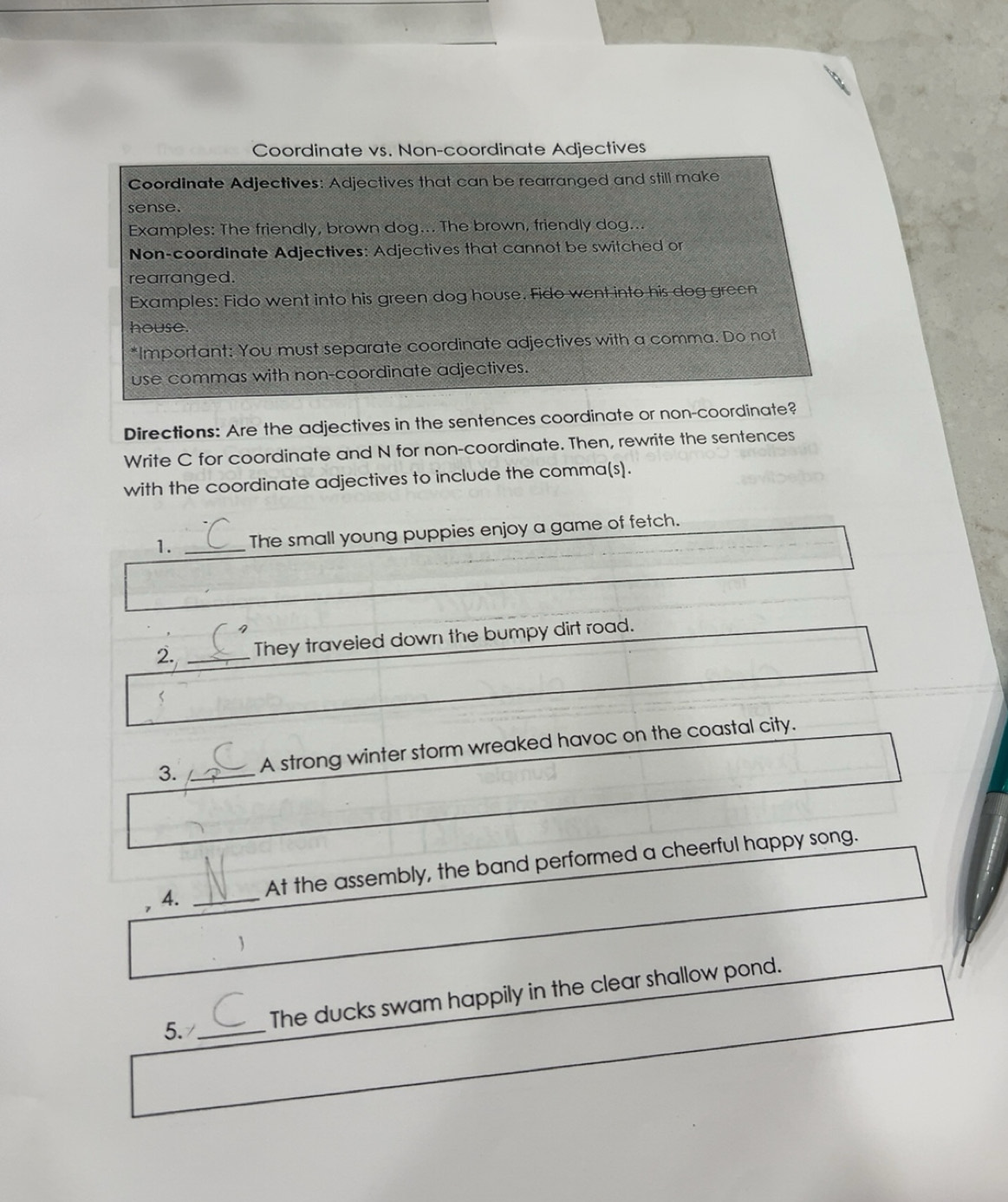 Solved: Coordinate vs. Non-coordinate Adjectives Coordinate Adjectives ...