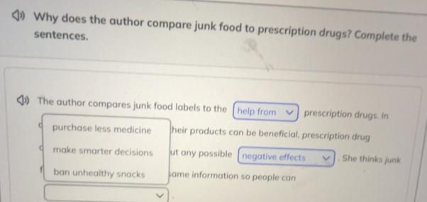 Solved: ) Why does the author compare junk food to prescription drugs ...