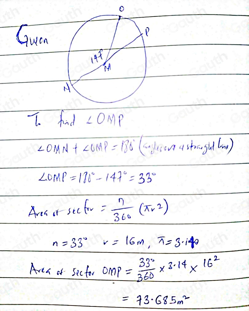 Solved: HINT: Find the m∠ OMP. The arc measure is equal to the central ...
