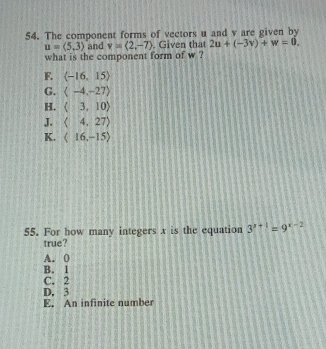 Solved: The component forms of vectors u and v are given by u=(5,3) and ...