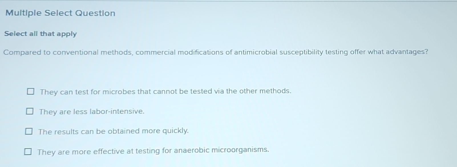 Solved: Multiple Select Question Select all that apply Compared to conventional methods ...